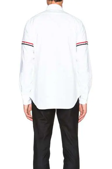 Thom Browne Classic Button Down With Grosgrain Armbands - White
