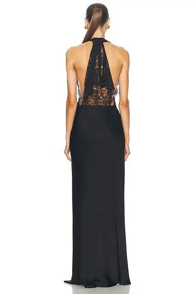 Saint Laurent Lace Bodice Long Dress