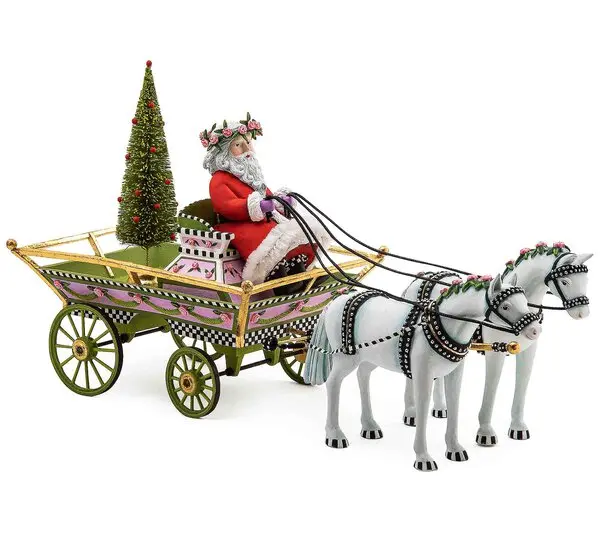 MACKENZIE-CHILDS Holiday Caroler Horse Drawn Sl Igh