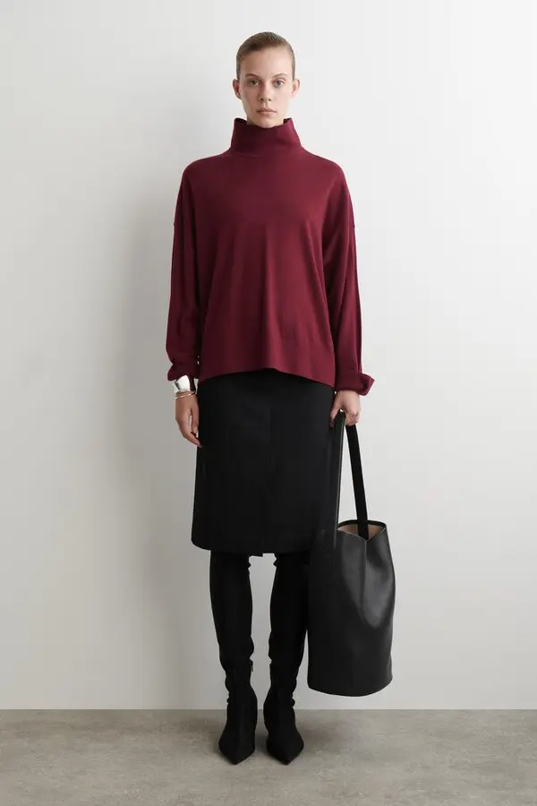 Cos Merino Wool Turtleneck Sweater - Red