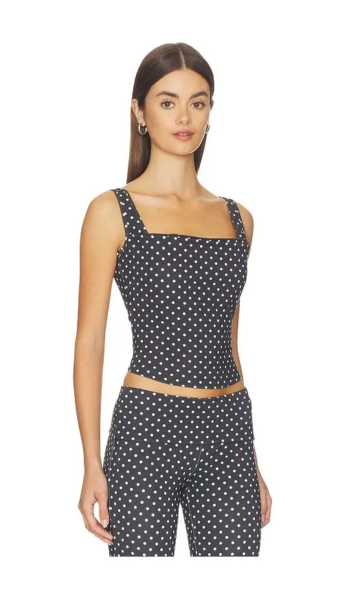 Miaou Luna Polka Dot Cropped Top - Black Small Dot