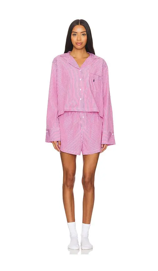 Polo Ralph Lauren Boxer Pajama Set In Pink - College Pink
