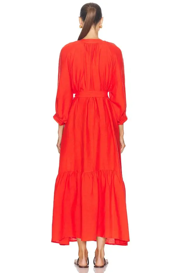 joie red linen dress NWT Joie Linen Blend Red Button Down 3/4 Sleeves Maxi Dress, Size XL