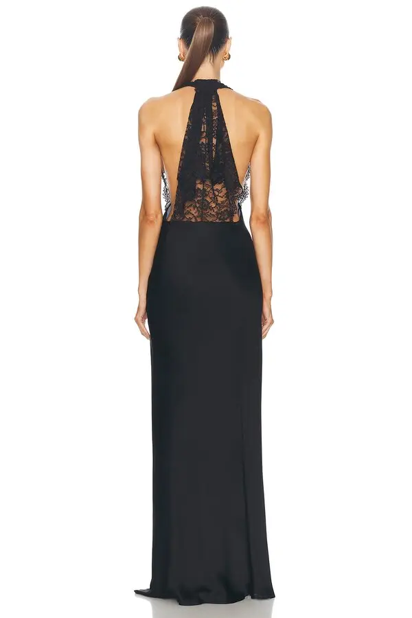 Saint Laurent Lace Bodice Long Dress