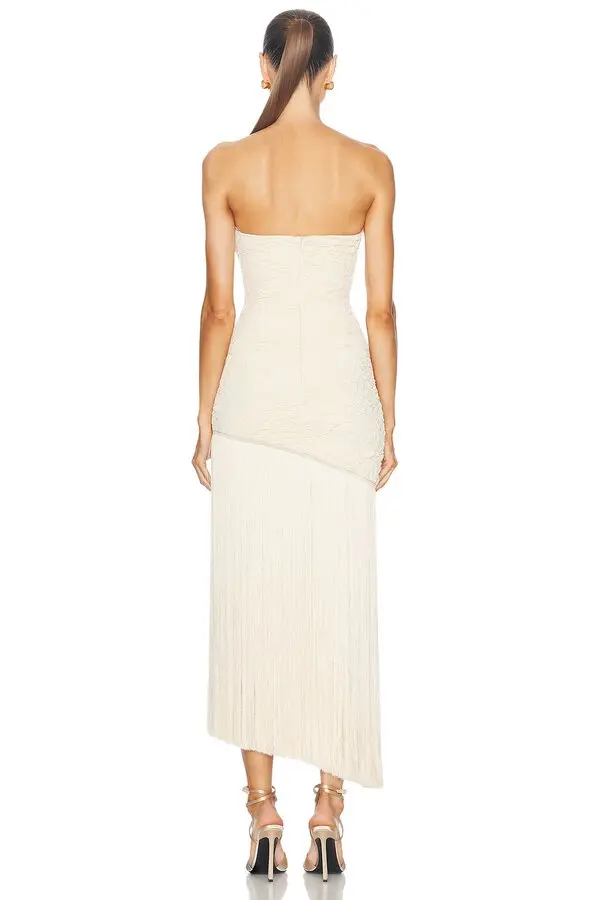 xatia off white jacquard textured high slit maxi dress XATIA BLUE JACQUARD HIGH SLIT MAXI DRESS XXS main image 1