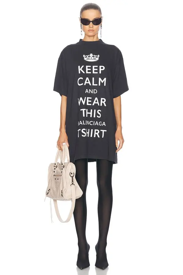 Balenciaga Keep Calm Oversized T-shirt In Black