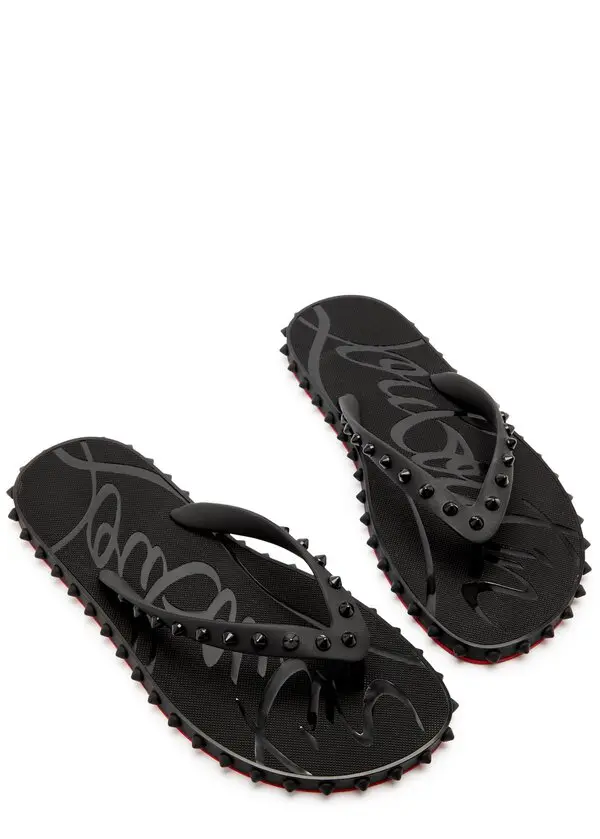 CHRISTIAN LOUBOUTIN Super Loubi Embellished Rubber Flip Flops