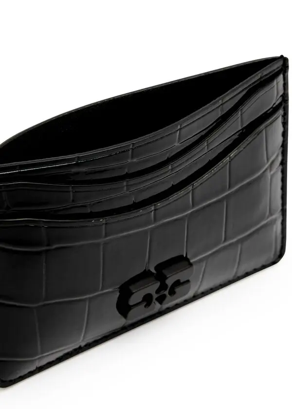 GANNI Bou Crocodile-effect Patent Leather Card Holder