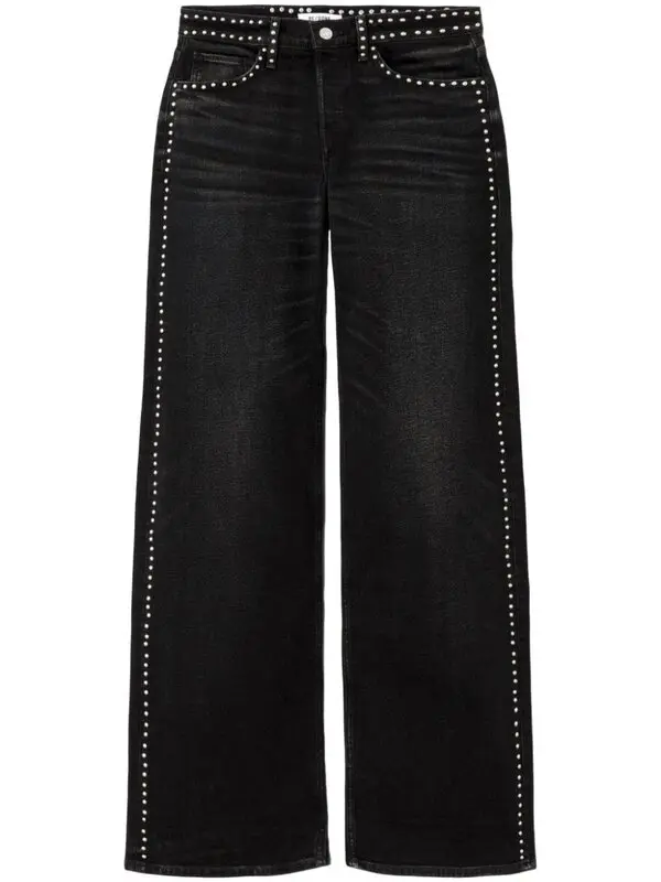 RE/DONE Studded Wide-leg Jeans - Black
