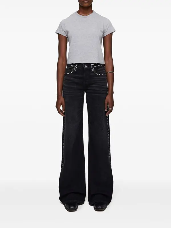 RE/DONE Studded Wide-leg Jeans - Black