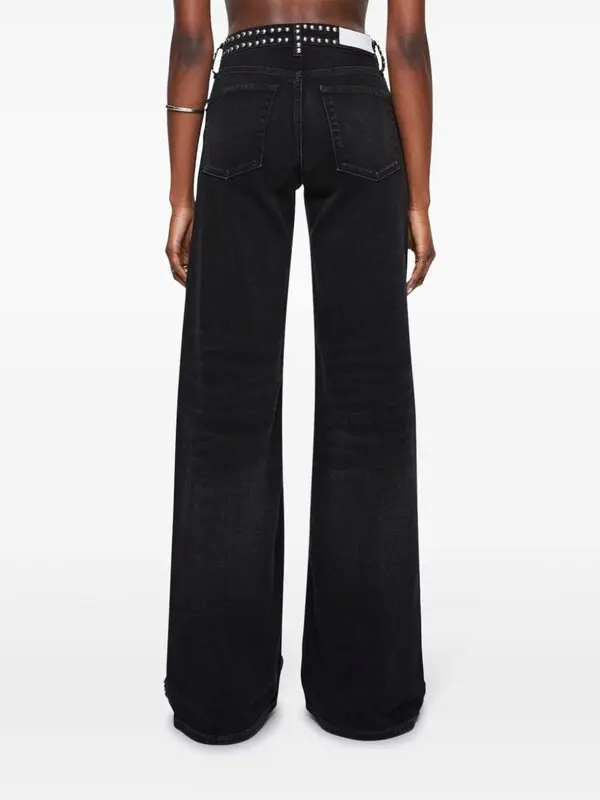 RE/DONE Studded Wide-leg Jeans - Black