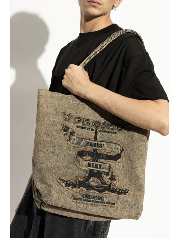 Y/project Acid-wash Logo-patch Tote Bag