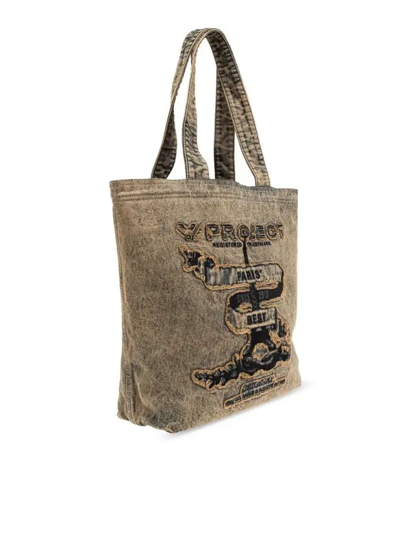 Y/project Acid-wash Logo-patch Tote Bag