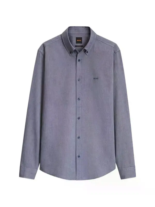 BOSS Button-down Cotton Shirt - Blue