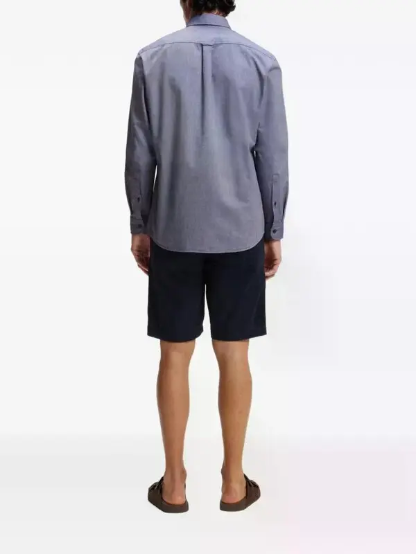 BOSS Button-down Cotton Shirt - Blue
