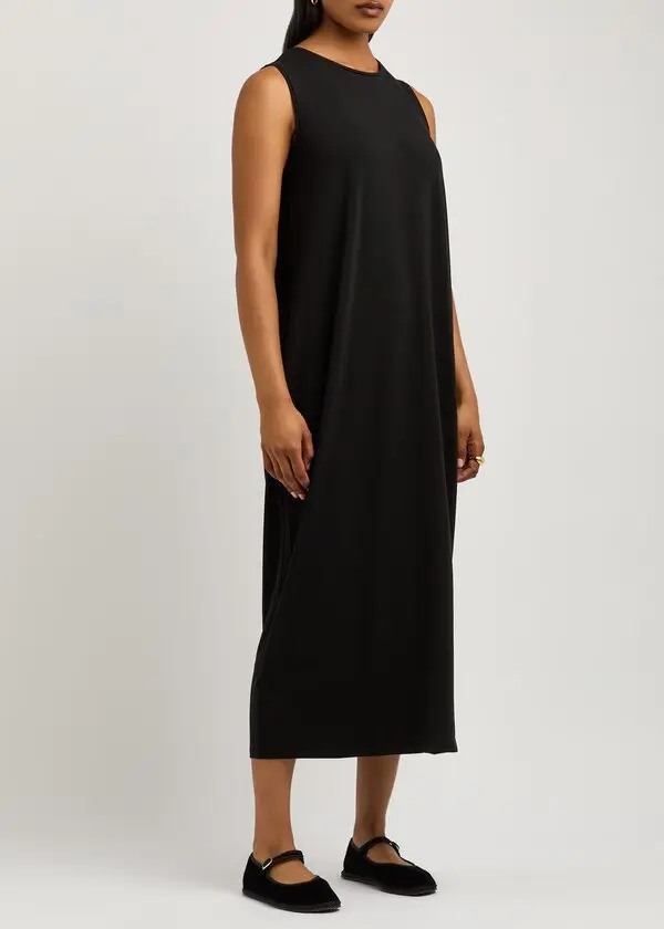Eileen Fisher Stretch-Jersey Midi Dress In Black - 70% Off | Editorialist