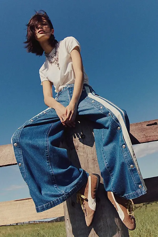 Free People We The Free Finish Line Wide-leg Jeans