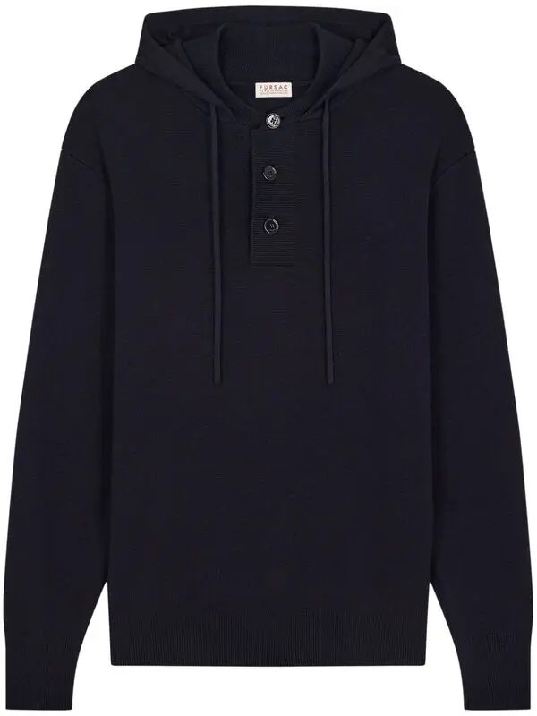 FURSAC Buttoned Knitted Hoodie