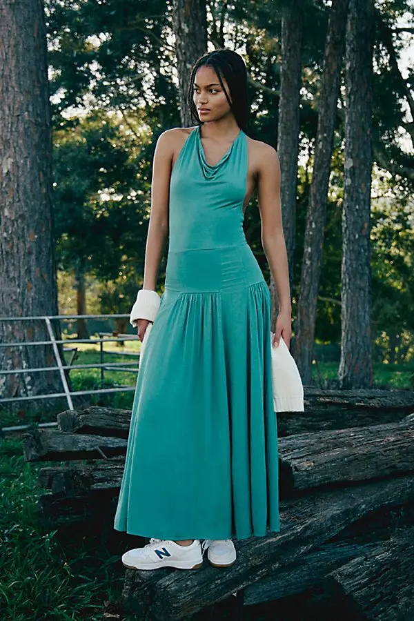 green convertible maxi dress Green Ethnic Motif Print Convertible Maxi Gown main image 1