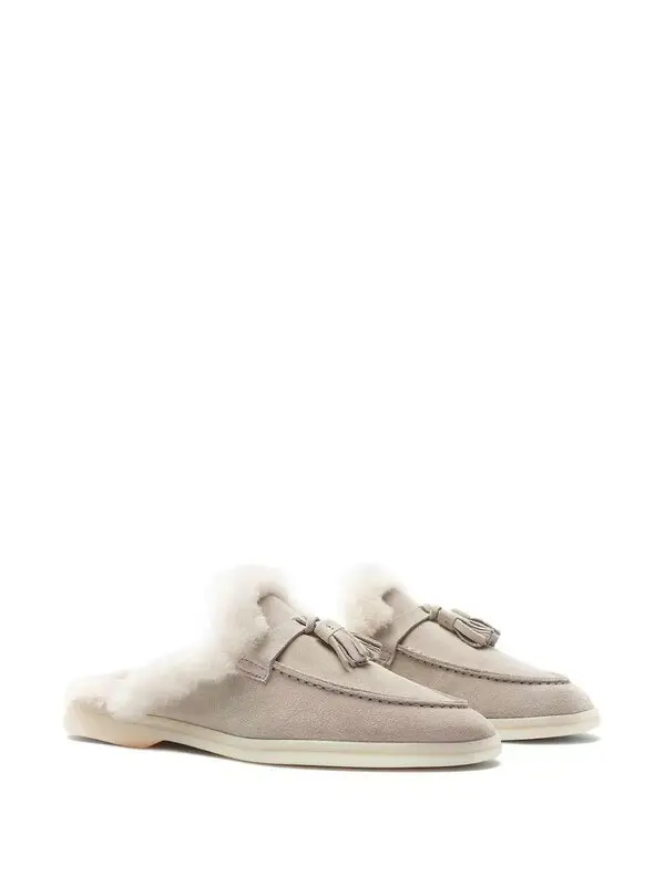 SCAROSSO Lucrezia Suede Mules - Neutrals