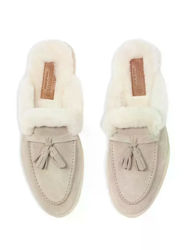 SCAROSSO Lucrezia Suede Mules - Neutrals