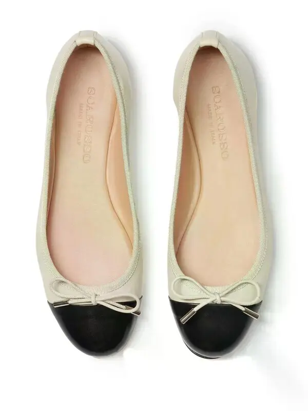 SCAROSSO Carla Leather Ballerinas - Neutrals