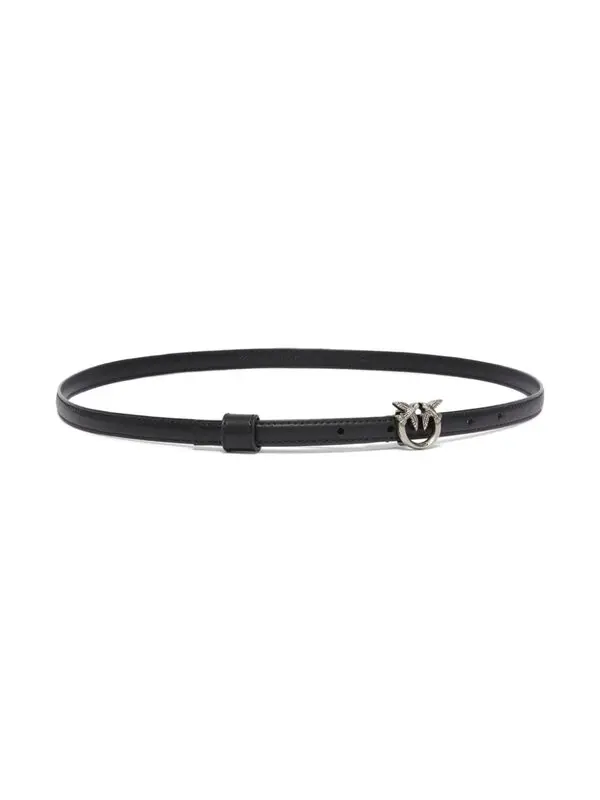 Pinko Love Birds Buckle Leather Belt - Black