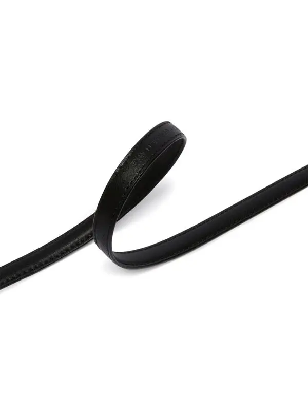 Pinko Thin Leather Belt With Love Birds Buckle - Black