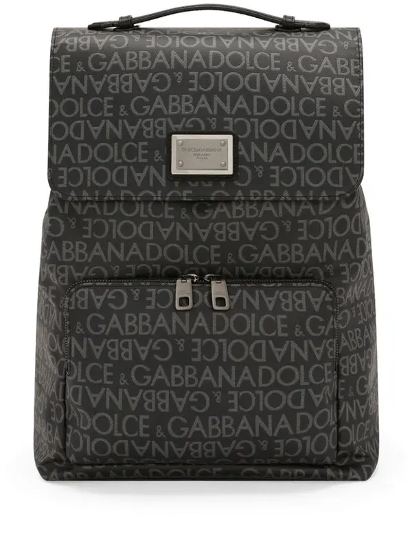 Dolce & Gabbana Coated Jacquard Backpack - Black