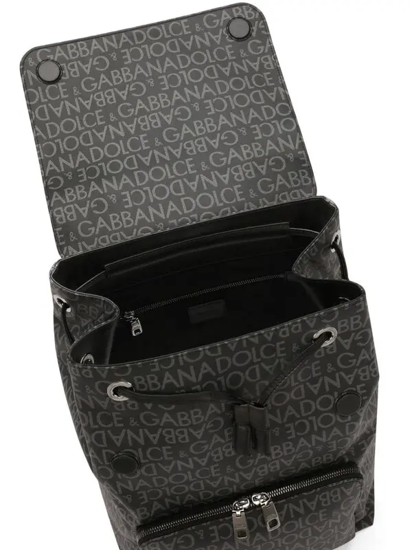 Dolce & Gabbana Coated Jacquard Backpack - Black