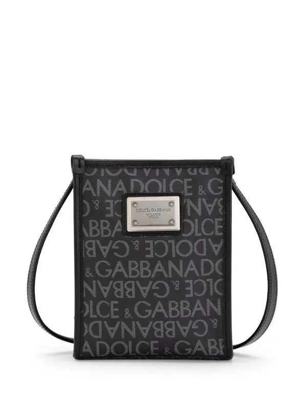 Dolce & Gabbana Printed Jacquard Messenger Bag - Black