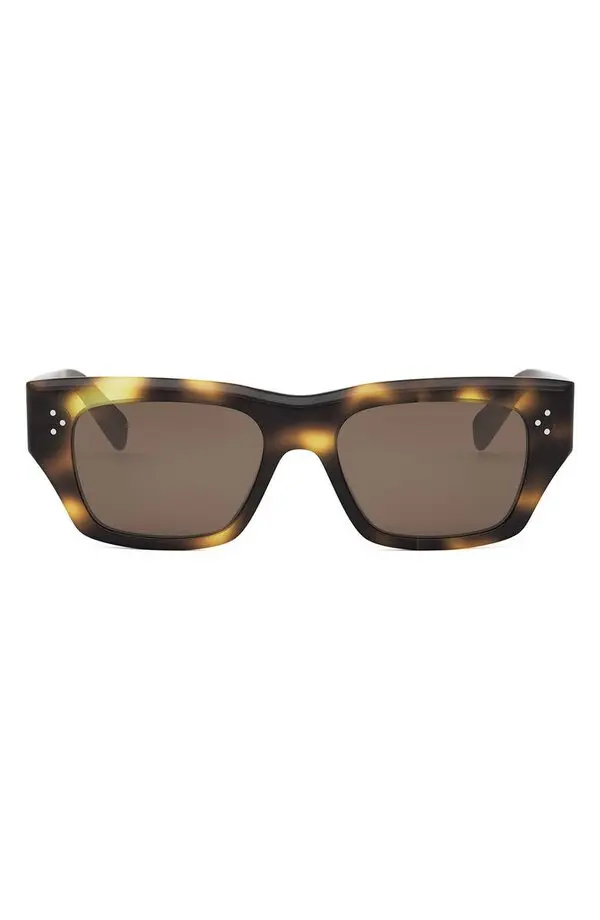 Celine 3 Dots 53mm Geometric Sunglasses - Blonde Havana / Brown