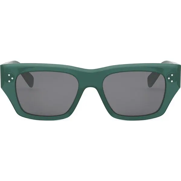 Celine 3 Dots 53mm Geometric Sunglasses - Shiny Dark Green / Smoke