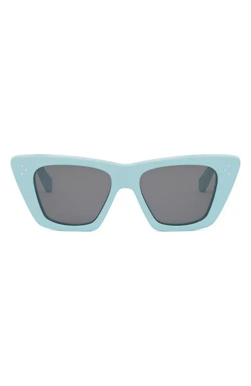 Celine Bold 3 Dots 51mm Cat Eye Sunglasses - Shiny Light Blue / Smoke