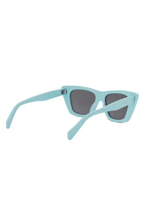 Celine Bold 3 Dots 51mm Cat Eye Sunglasses - Shiny Light Blue / Smoke