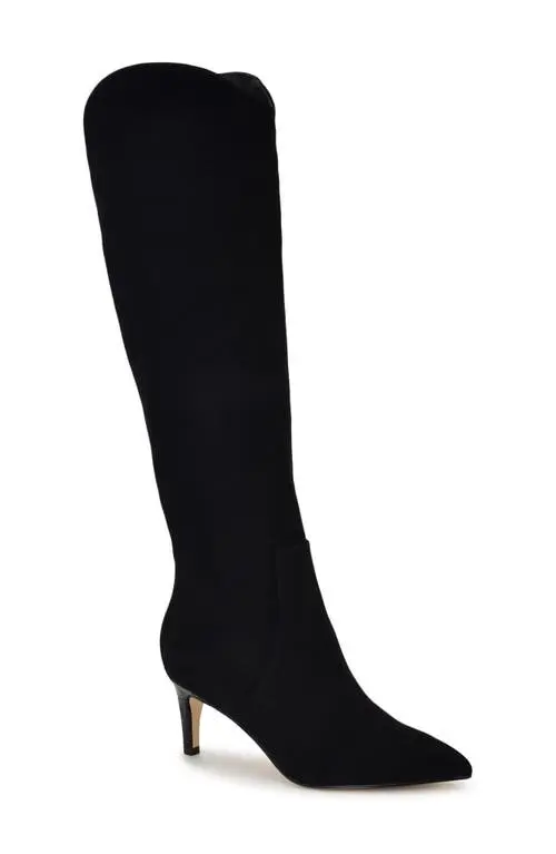Nine West Sirena Pointed Toe Knee High Boots - Black/black