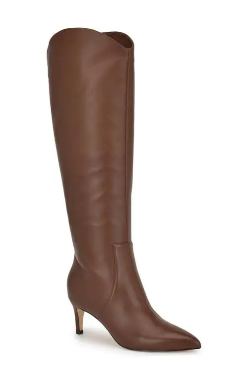 Nine West Sirena Pointed Toe Knee High Boots - Medium Brown