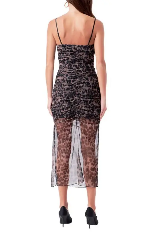Endless Rose Ruched Mesh Midi Dress