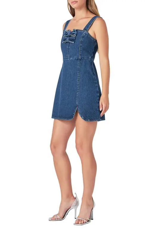 Endless Rose Rhinestone Bow Denim Minidress