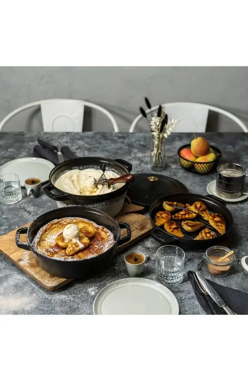 STAUB 4-piece Stackable Enameled Cast Iron Cookware Set - Black