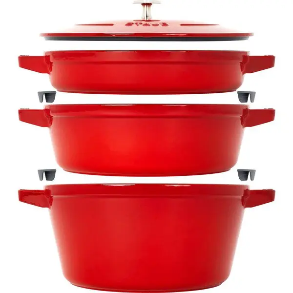 STAUB 4-piece Stackable Enameled Cast Iron Cookware Set - Cherry