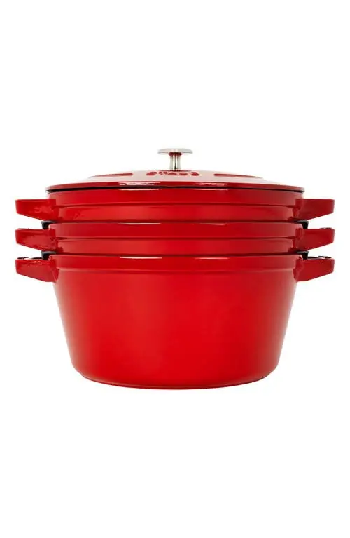 STAUB 4-piece Stackable Enameled Cast Iron Cookware Set - Cherry