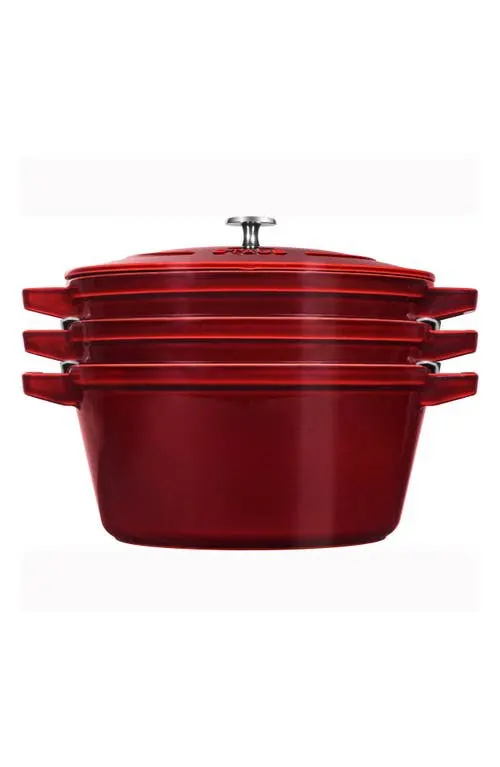 STAUB 4-piece Stackable Enameled Cast Iron Cookware Set - Grenadine