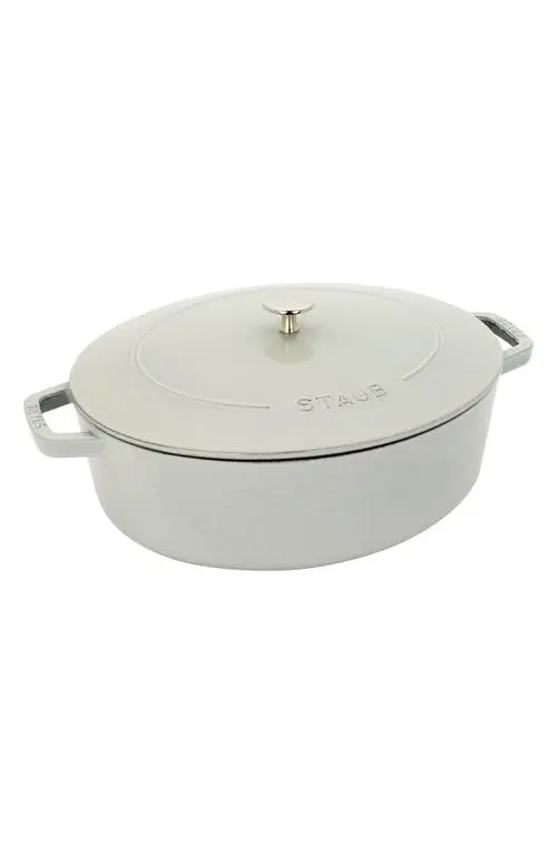 STAUB 6.25-quart Enameled Cast Iron Shallow Oval Dutch Oven - White Truffle