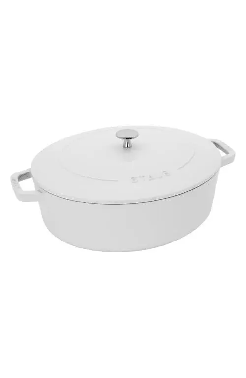 STAUB 6.25-quart Enameled Cast Iron Shallow Oval Dutch Oven - White