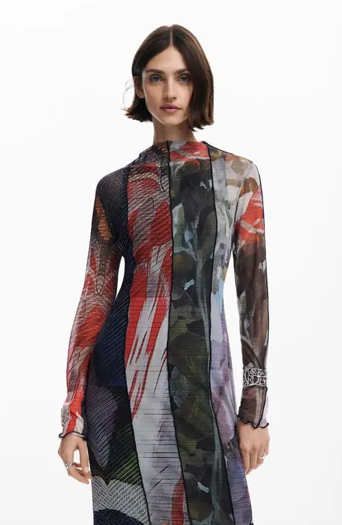 Desigual Seamed Long Sleeve Dress In Mix - 40% Off | Editorialist