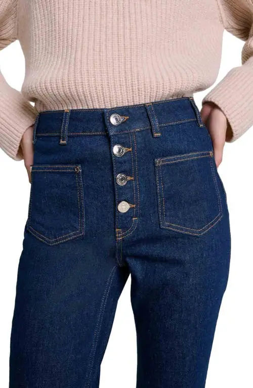 Maje Denim Straight Leg Jeans - Dark Blue