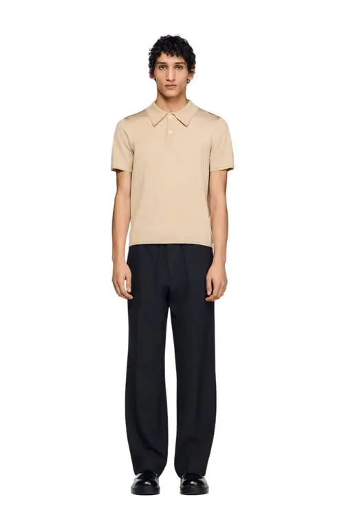 Sandro Short-sleeve Knitted Polo Shirt - Oats