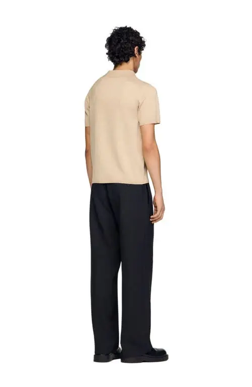 Sandro Short-sleeve Knitted Polo Shirt - Oats