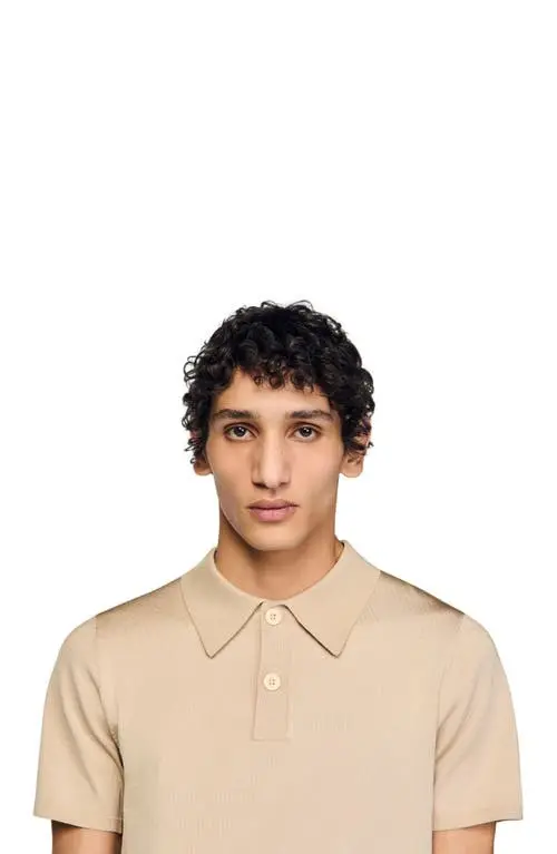 Sandro Short-sleeve Knitted Polo Shirt - Oats